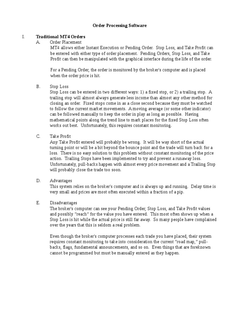 Order Processing Software Traditional Mt4 Orders Pdf Prices Computing