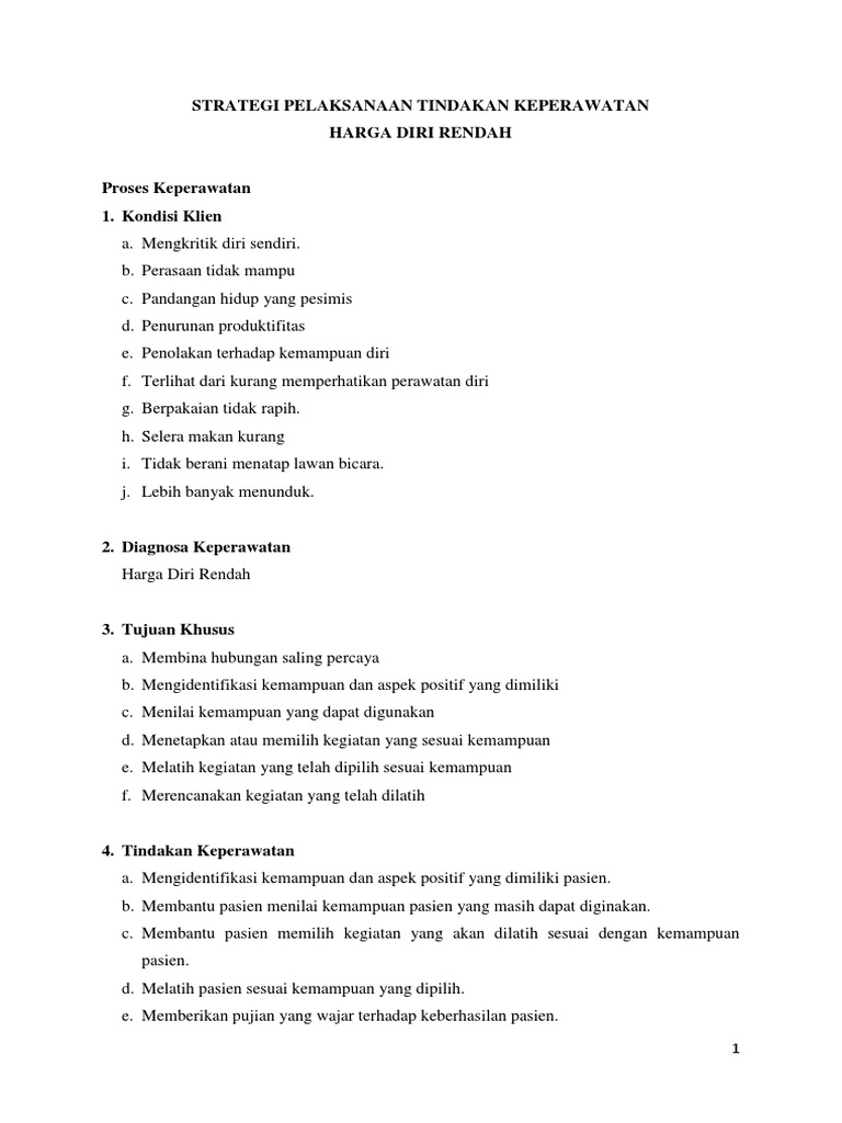 SP Harga Diri Rendah | PDF
