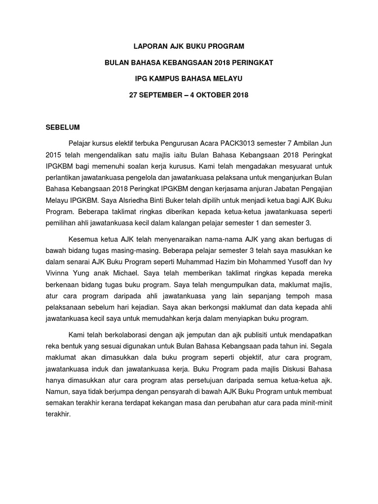 Laporan Ajk Buku Program | PDF