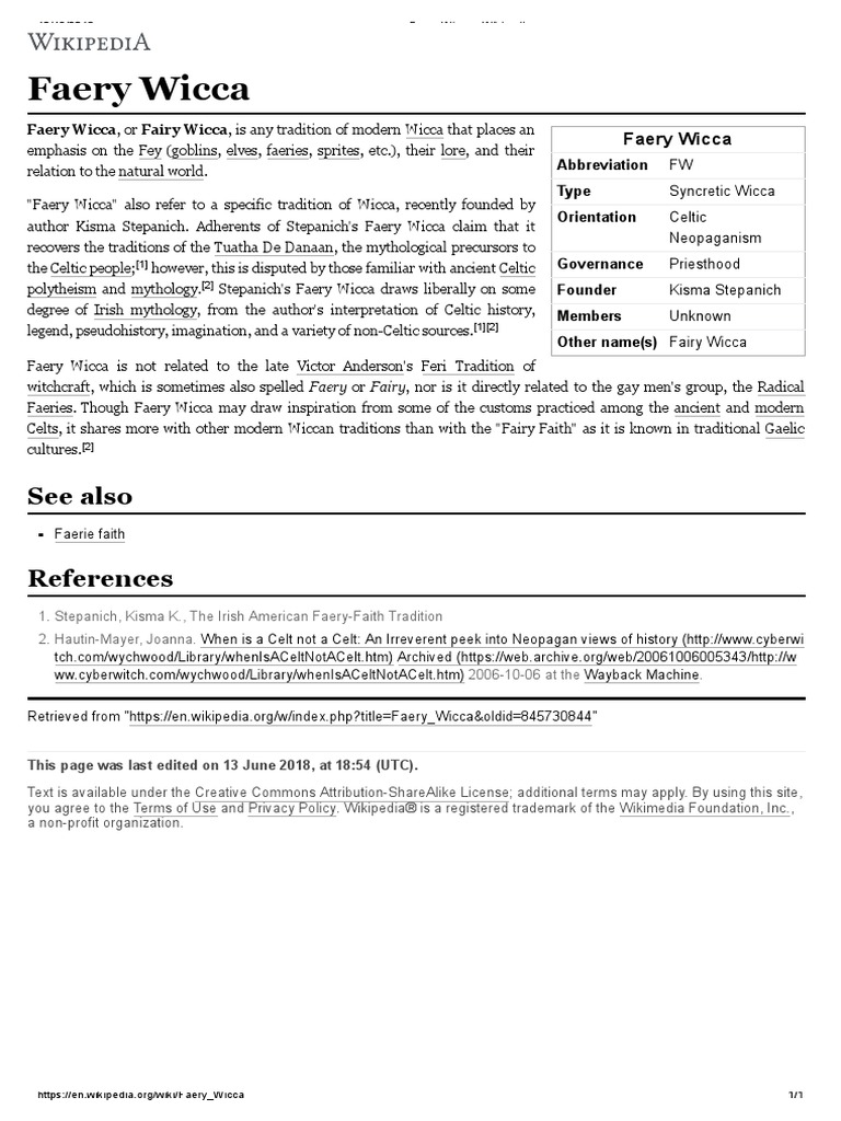 Faery Wicca - Wikipedia | PDF | Wicca | Fairies