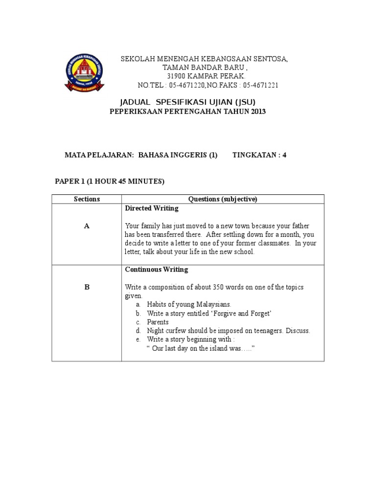 Jsu-Ppt Bi (1) Form 4 | PDF