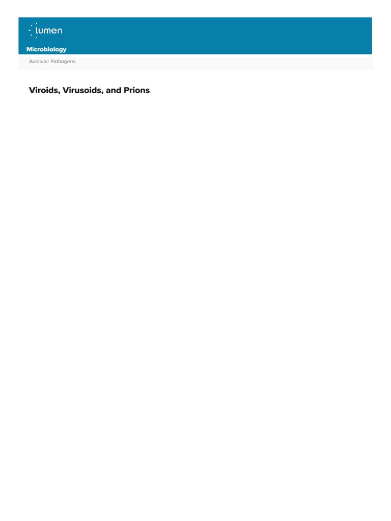 Acellular Pathogens: Viroids, Virusoids, and Prions | PDF | Virus ...