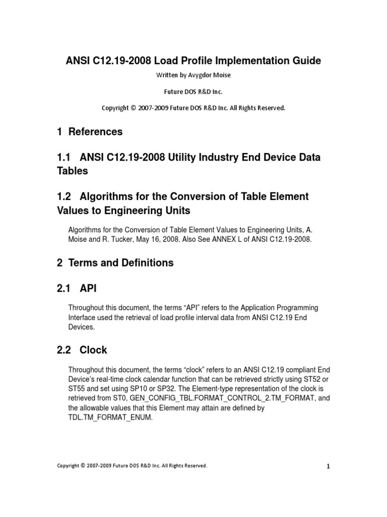 ANSI C12.19-2008 Load Profile Implementation Guide | PDF | Bit | Application Programming Interface
