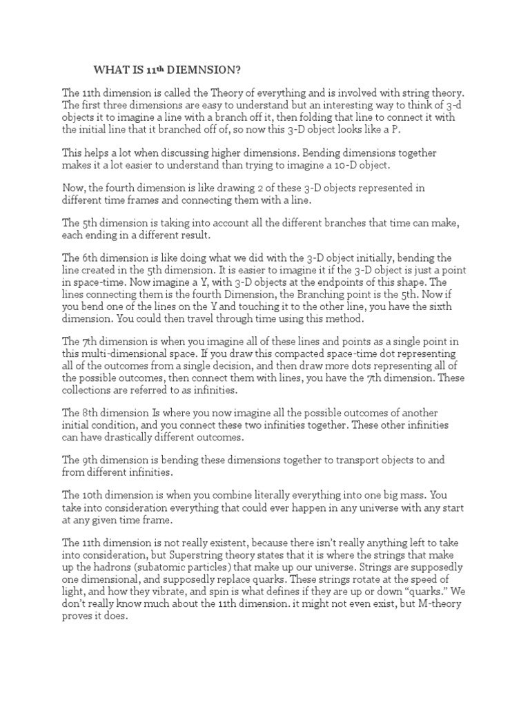 What Is 11 Diemnsion? | PDF | Dimension | String Theory