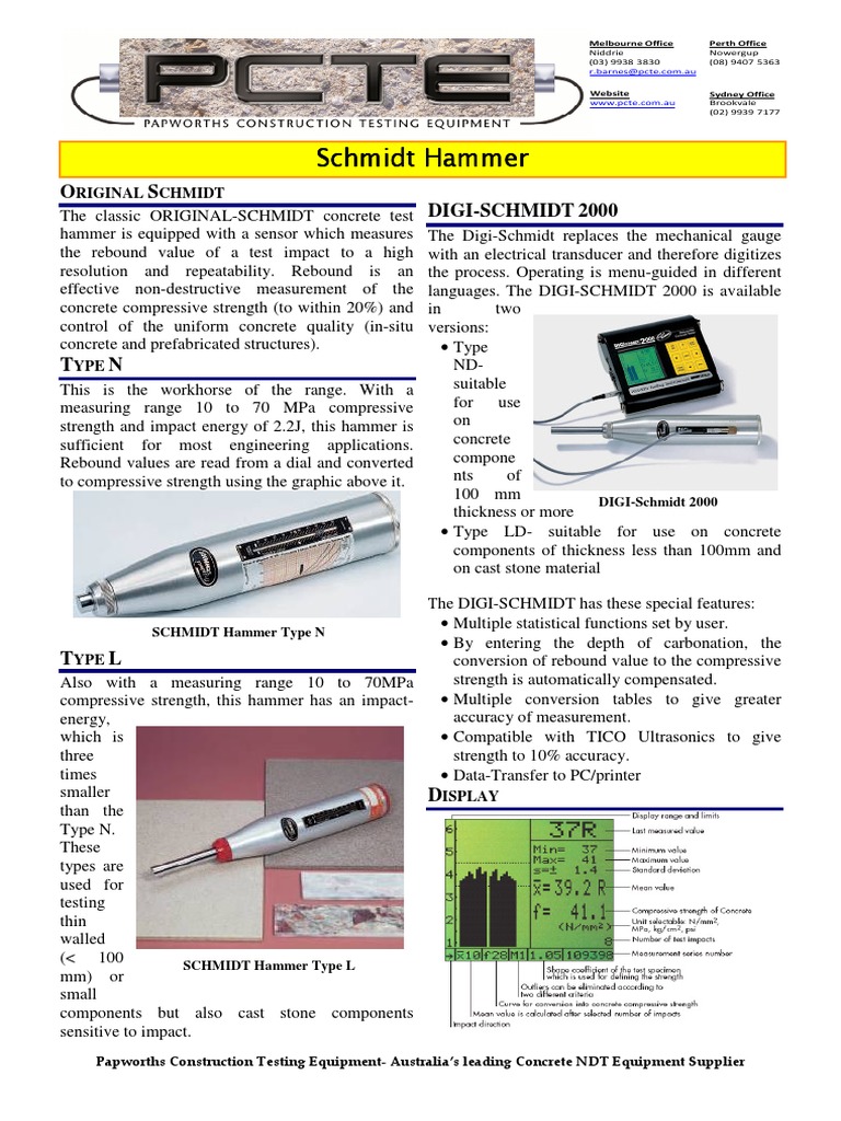 All Schmidt Hammers Brochure | PDF | Nondestructive Testing | Hammer