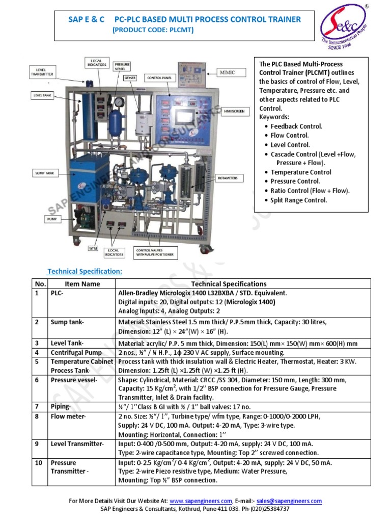 PLCMT-PC-PLC Based Multi Process Control Trainer | PDF | Valve ...