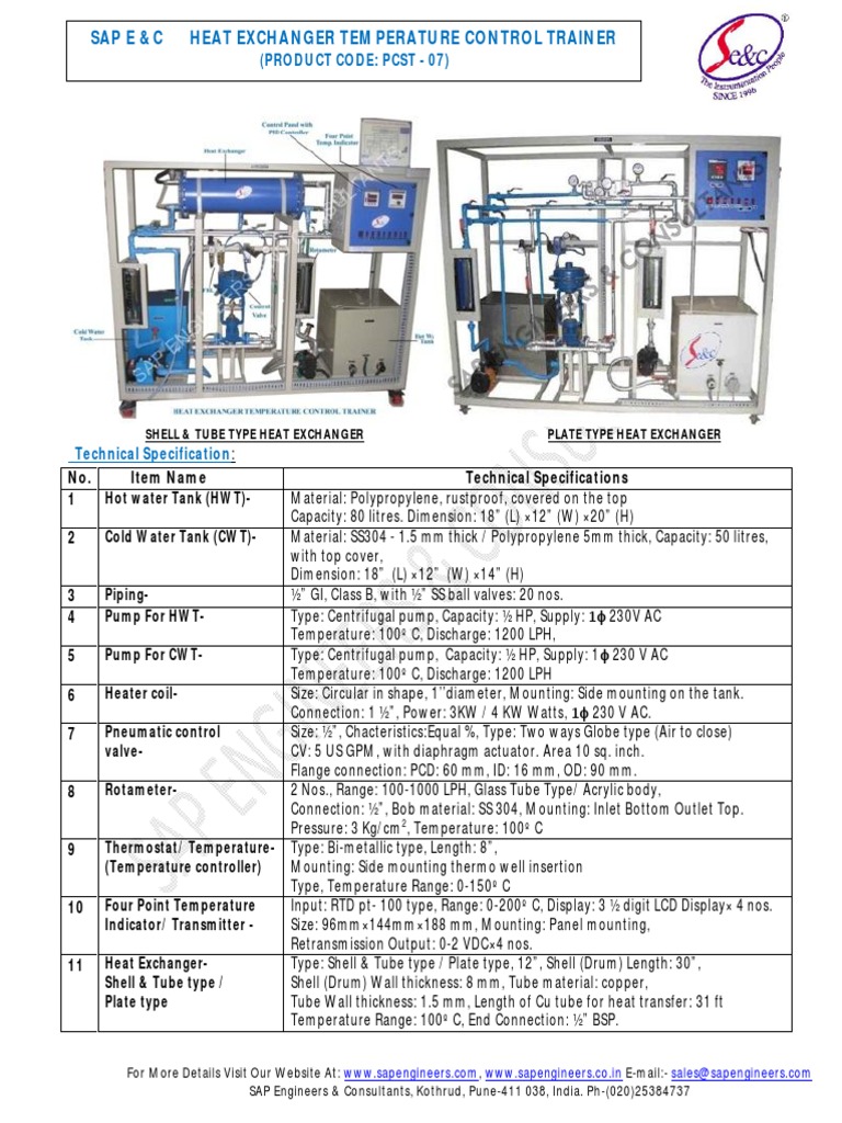 11 - Pcst-07-Heat Exchanger Temperature Control Trainer | PDF | Heat ...