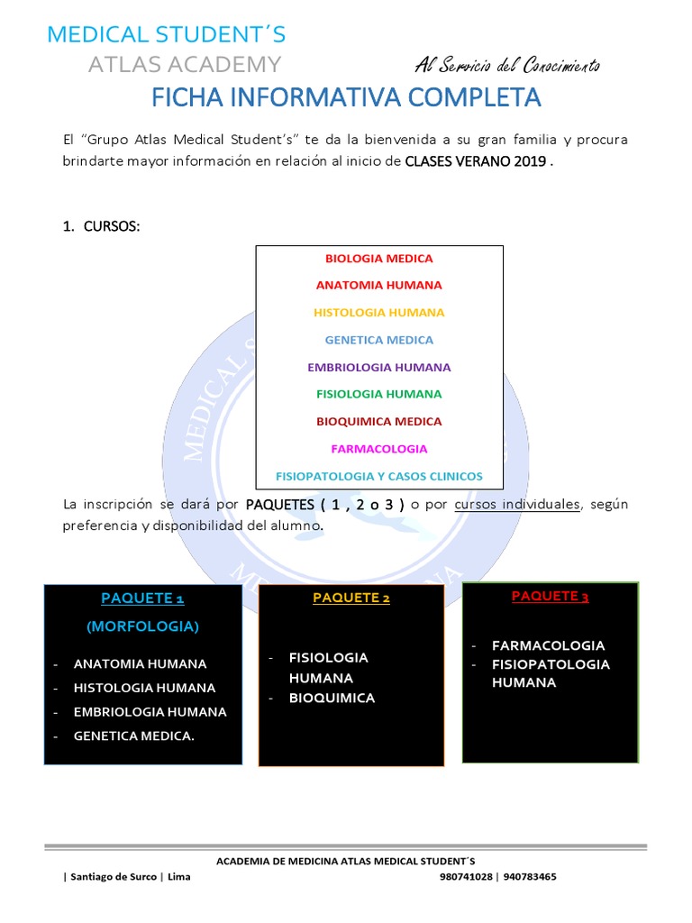 Ficha Informativa 2019 Modalidad Presencial Verano Completo | PDF ...