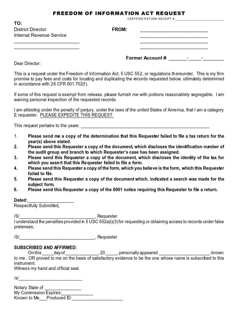 #20 - Notice To File A Return | PDF | Freedom Of Information Act ...