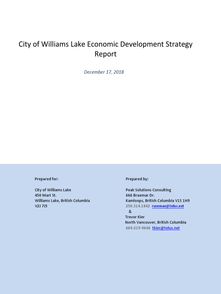 FINAL Williams Lake Econ Strategy-Dec 17-2018 | PDF | City | Employment