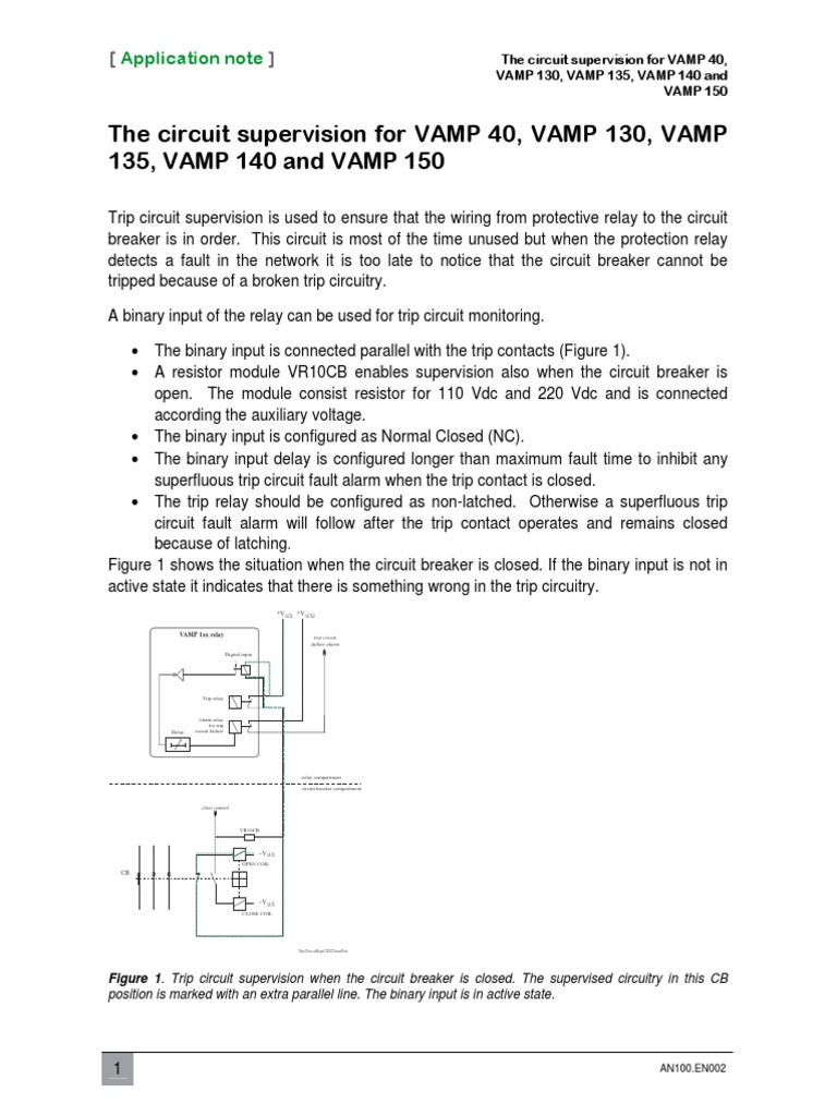 AN100.EN002 The Circuit Supervision For VAMP40 VAMP130 VAMP135 VAMP140 ...