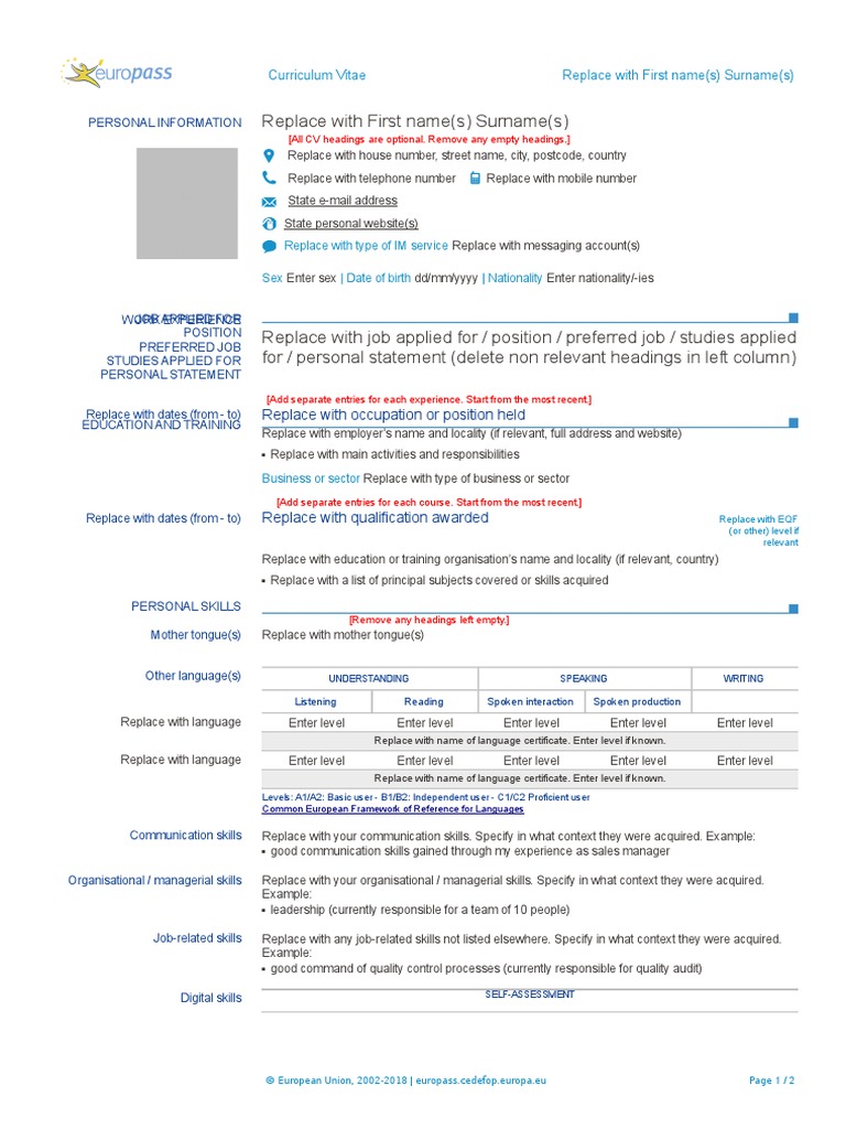 Ecv Template en | PDF