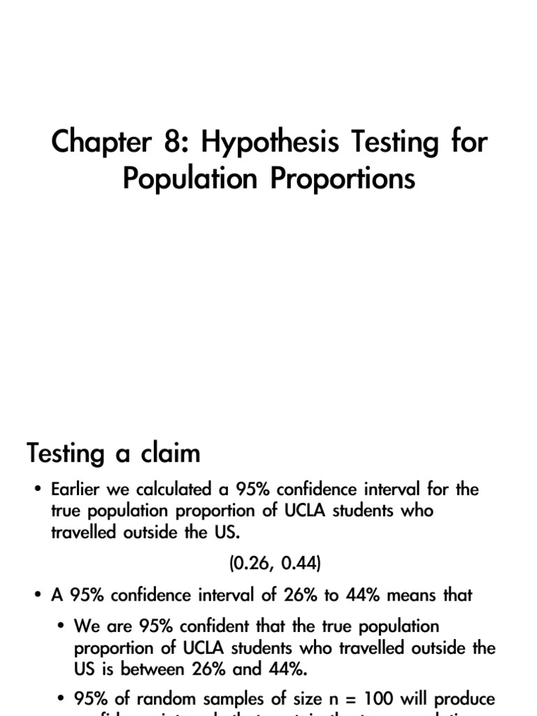 Chapter 8: Hypothesis Testing For Population Proportions | PDF | P ...