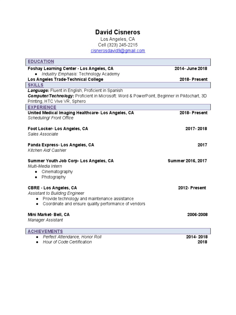 Davids Resume 18 | PDF | Business