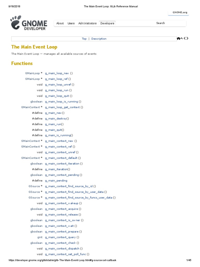 The Main Event Loop - GLib Reference Manual | PDF | Subroutine | Control Flow