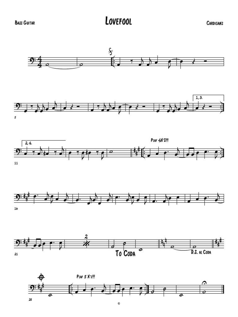 Lovefool - Bass Guitar | PDF