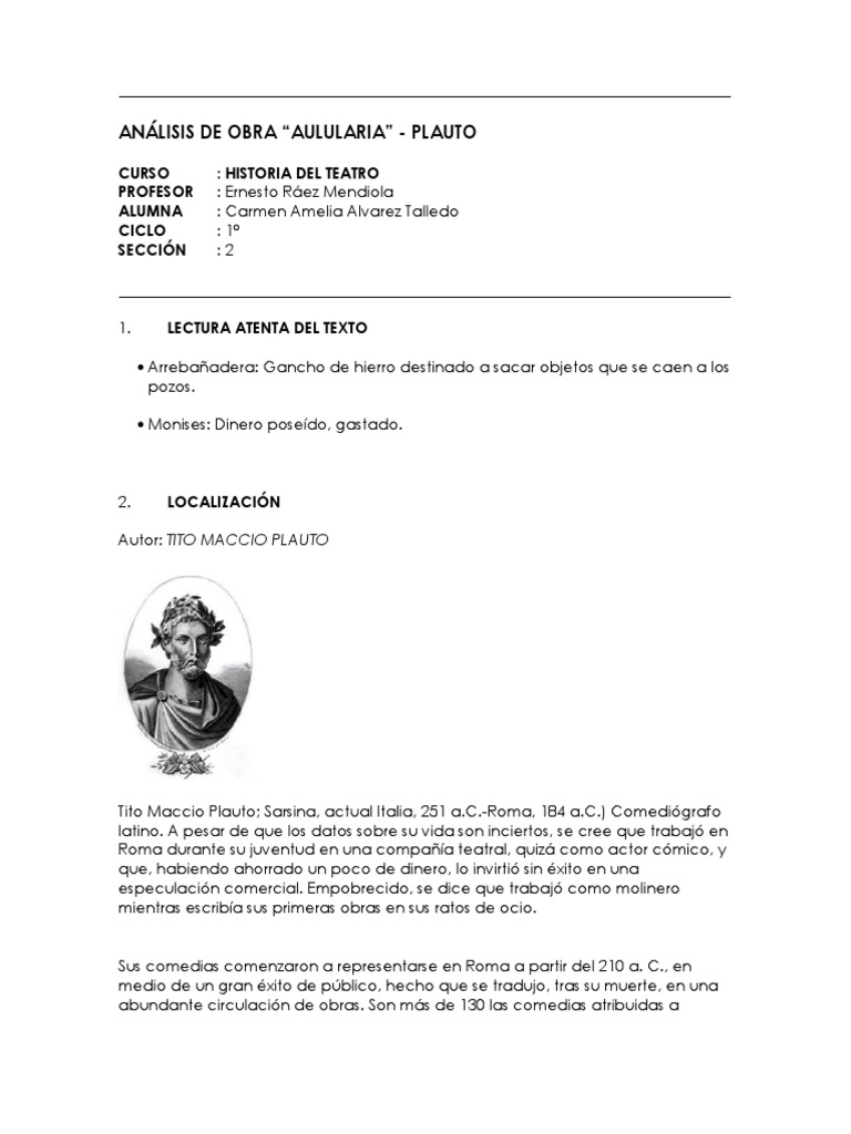 Analisis Aulularia | PDF