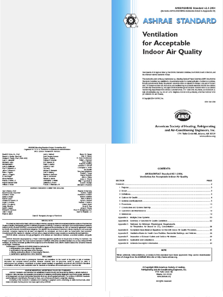 Ashrae Standard 62-1-2004 | PDF