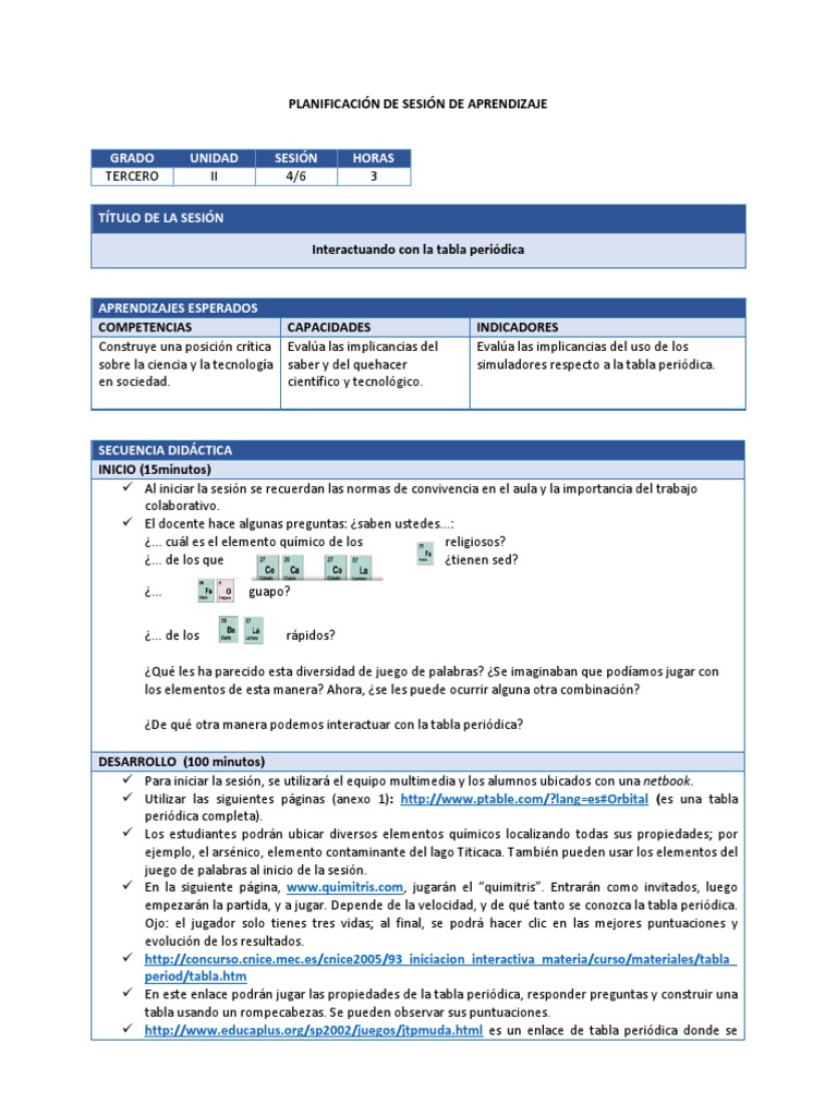 Sesion Tabla Periodica | Tabla periódica | Maestros