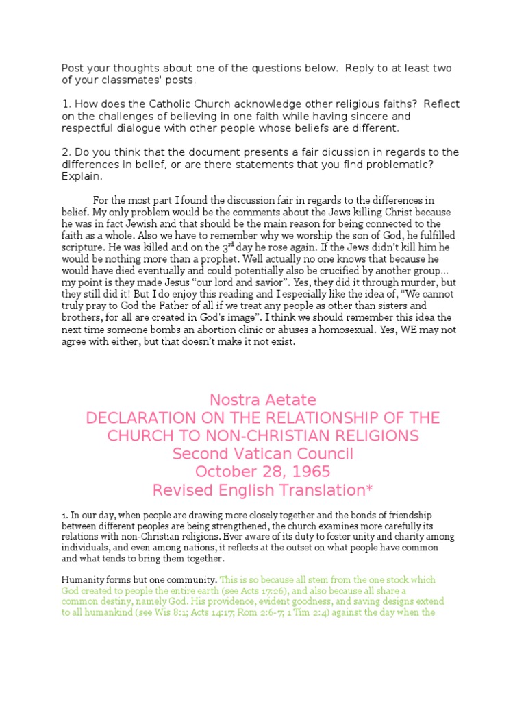 Nostra Aetate | PDF | Christian Church | Jesus