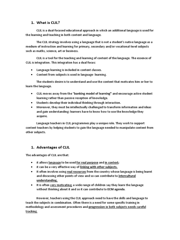 What Is CLIL?: Understanding | Download Free PDF | Learning | Teachers