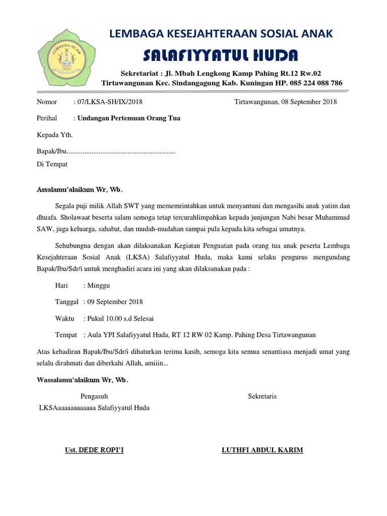 Surat Und Penguatan LKSA | PDF