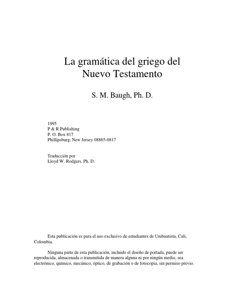 Baugh - Gramática Del Griego | PDF | Género gramatical | Numero Gramatical