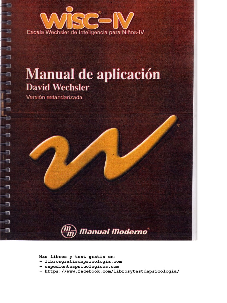 Manual Test (WISC-IV) Aplicacion | PDF