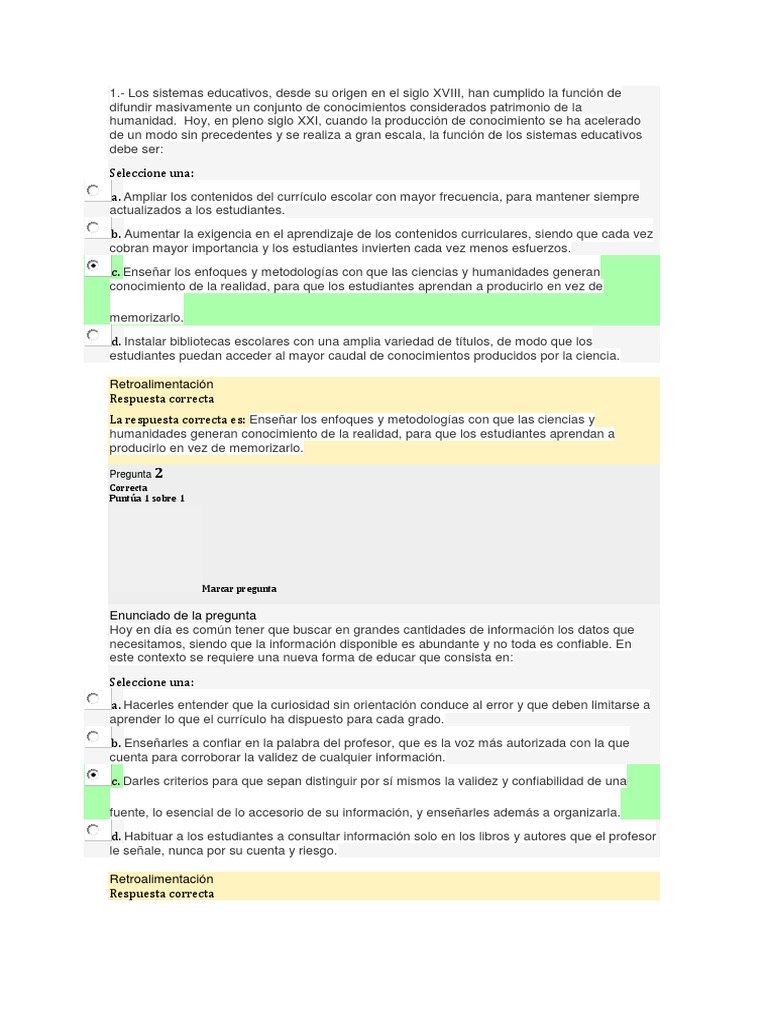 Cuestionario Mod. 1 | PDF | Plan de estudios | Ciencia cognitiva