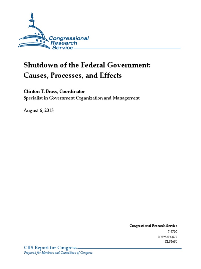 CRS Report On Shutdowns & Effects - 2013 | PDF | Continuing Resolution ...