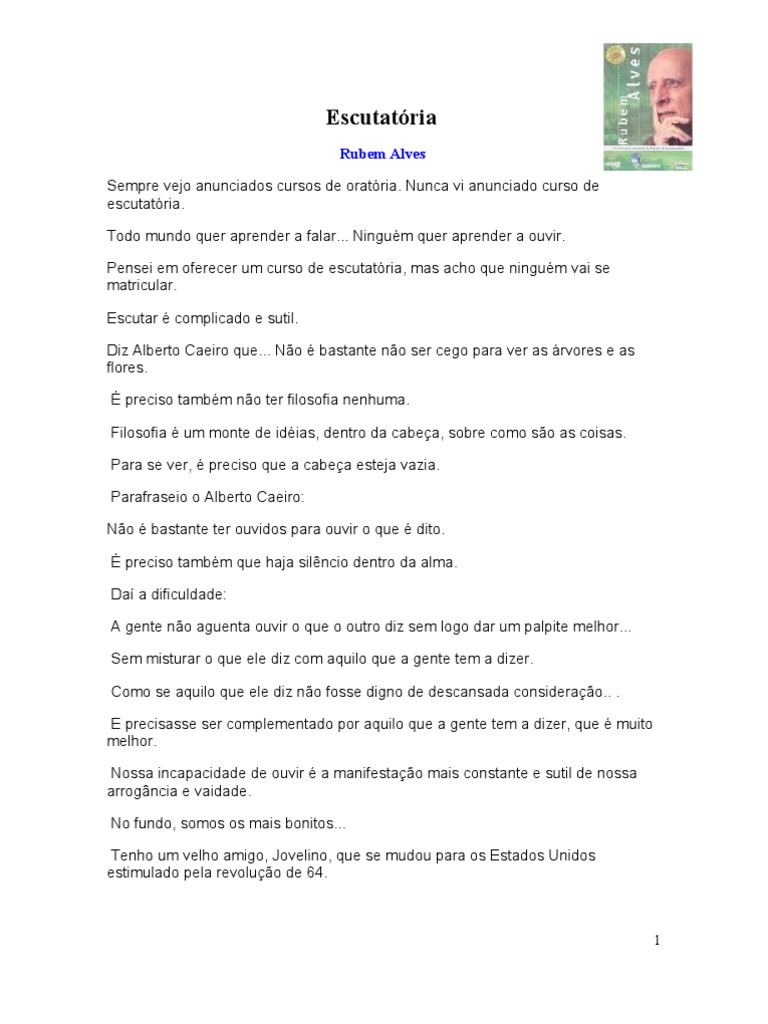 Escutatória - Rubem Alves | PDF