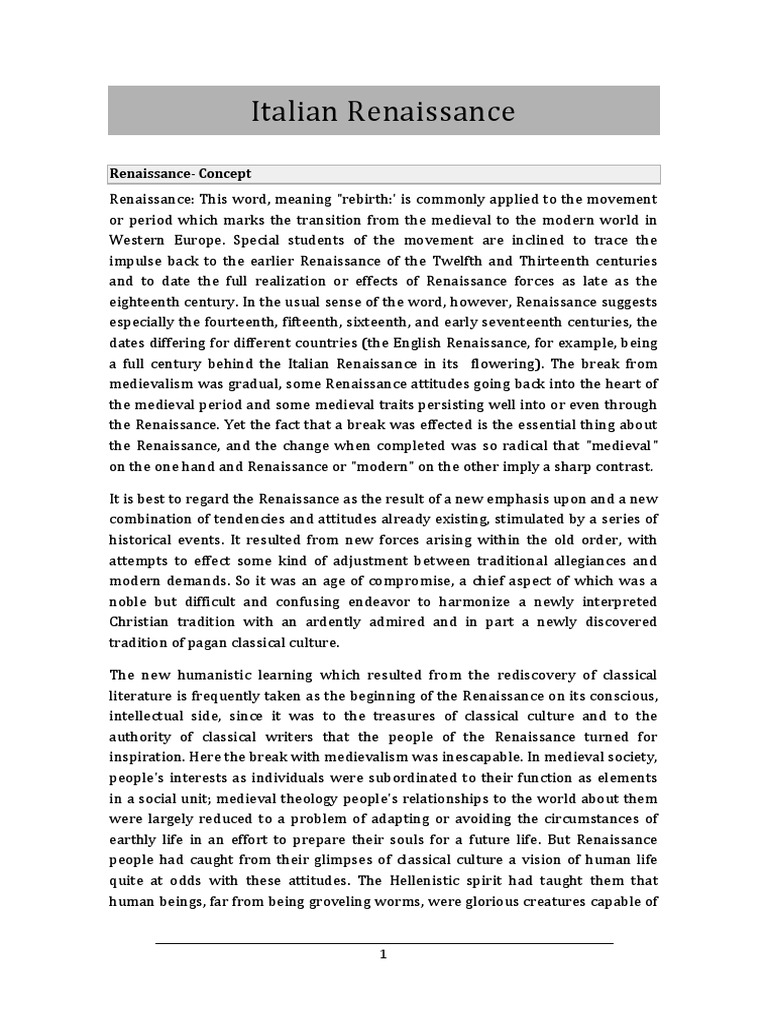 Italian Renaissance | PDF | Renaissance | Italian Renaissance