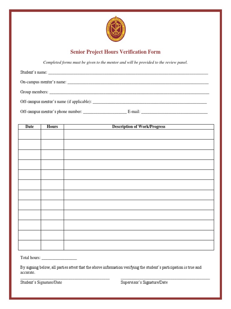 Form To Verify Hours | PDF