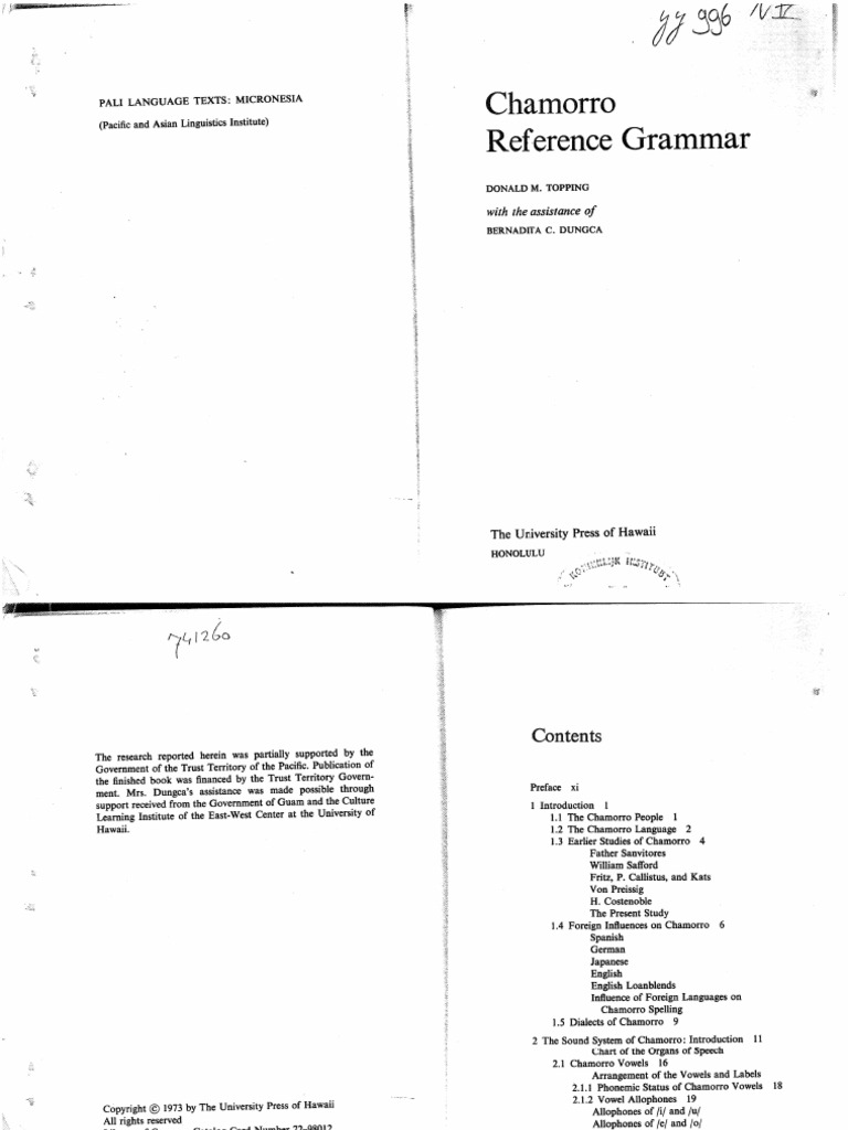 Chamorro Reference Grammar | PDF