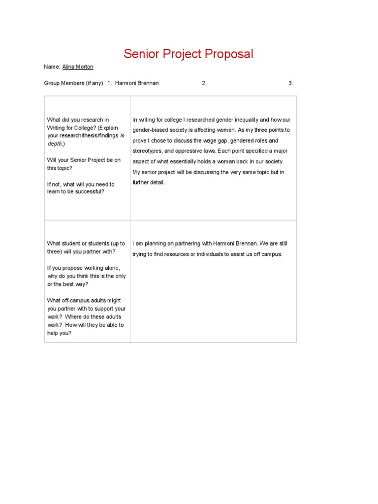 Senior Project Proposal | PDF