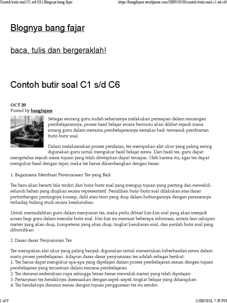 Contoh Soal C1-C6 untuk Pembelajaran | PDF | Komputer