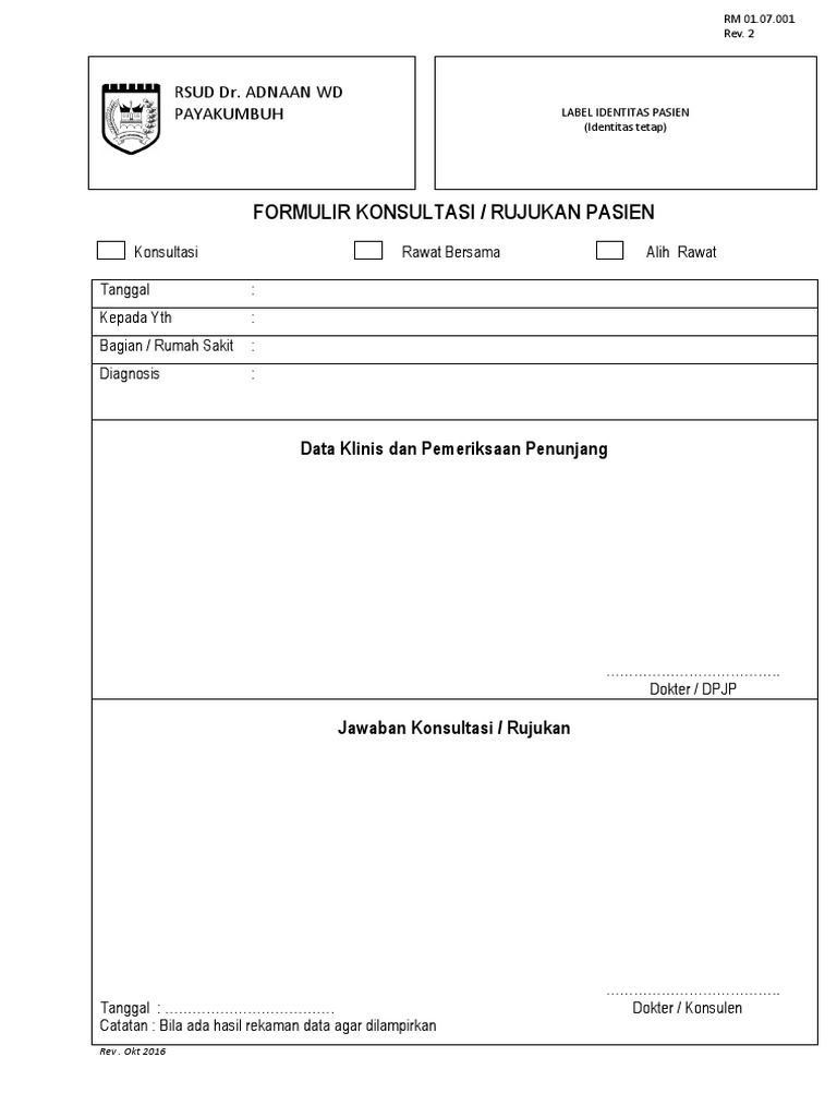 Formulir Rujukan Konsultasi Pasien | PDF