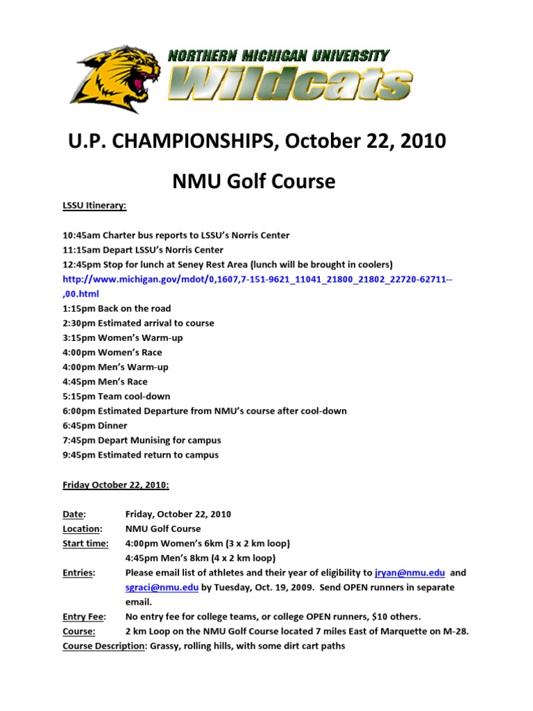U.P. CHAMPIONSHIPS, October 22, 2010: NMU Golf Course | PDF | Summer ...