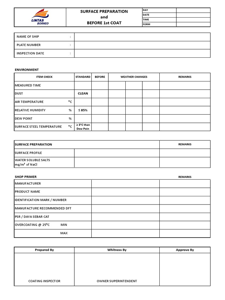 Coating Control Form | PDF