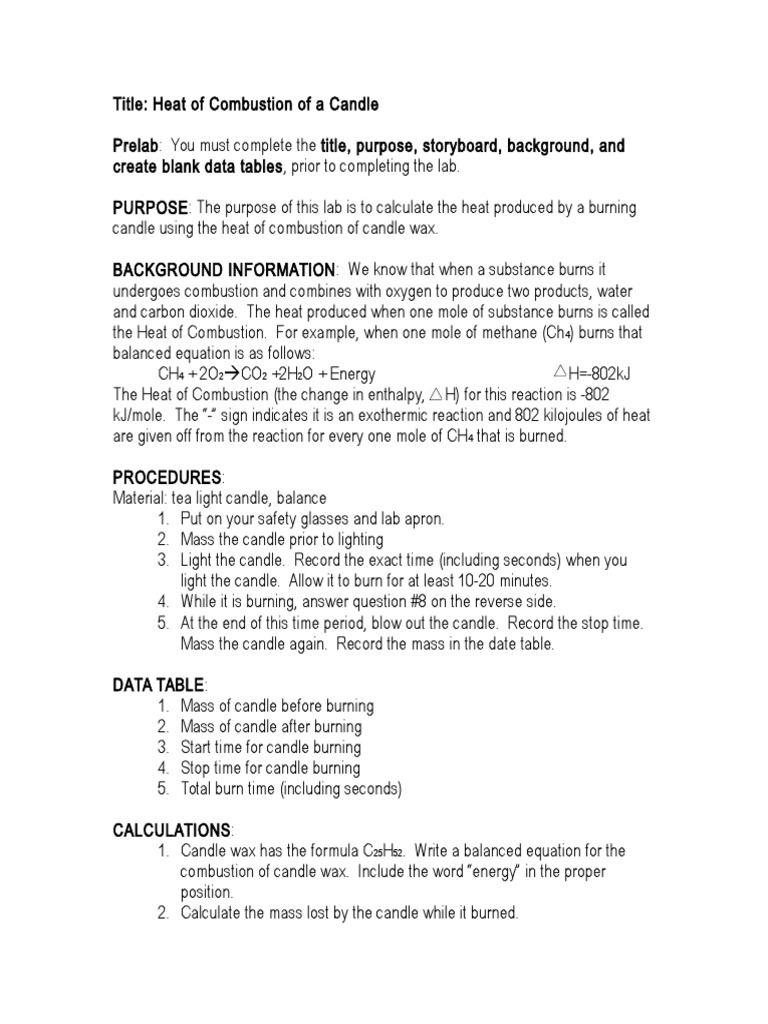 Lab Candle Combustion | PDF | Candle | Combustion