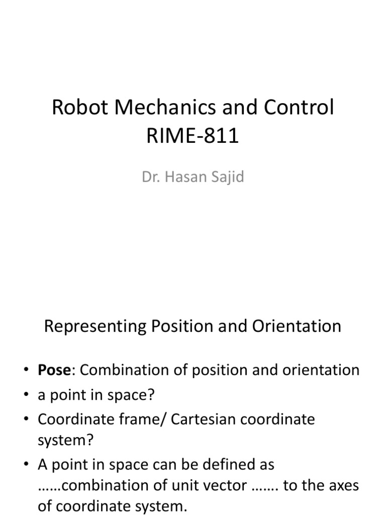 Representing Pose and Transforming Between Coordinate Frames | PDF ...