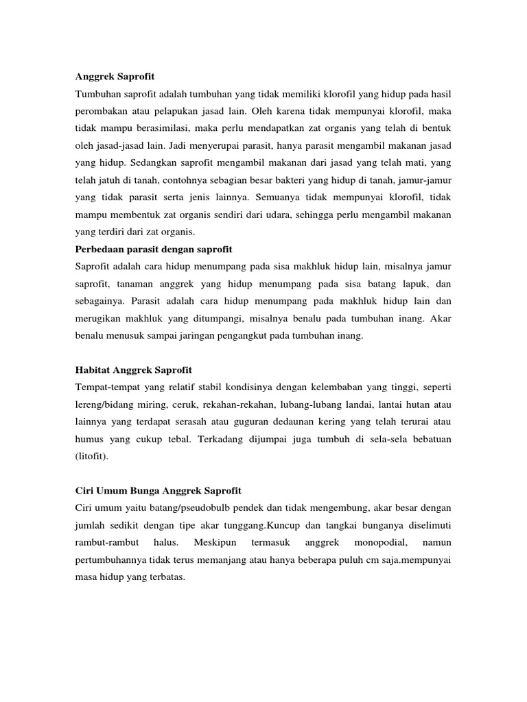 Anggrek Saprofit | PDF
