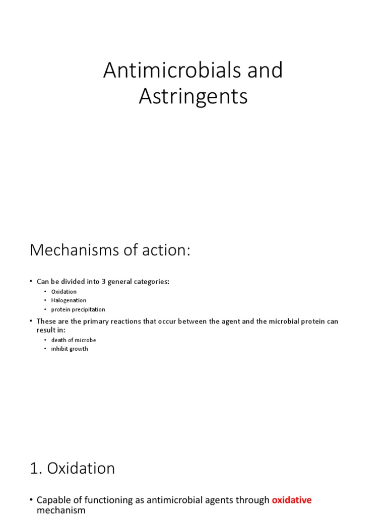 Antimicrobials and Astringents | PDF | Chlorine | Hydrogen Peroxide