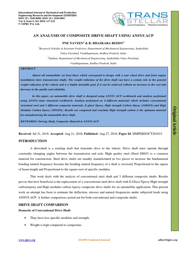 An Analysis of Composite Drive Shaft Using Ansys Acp | PDF | Strength ...