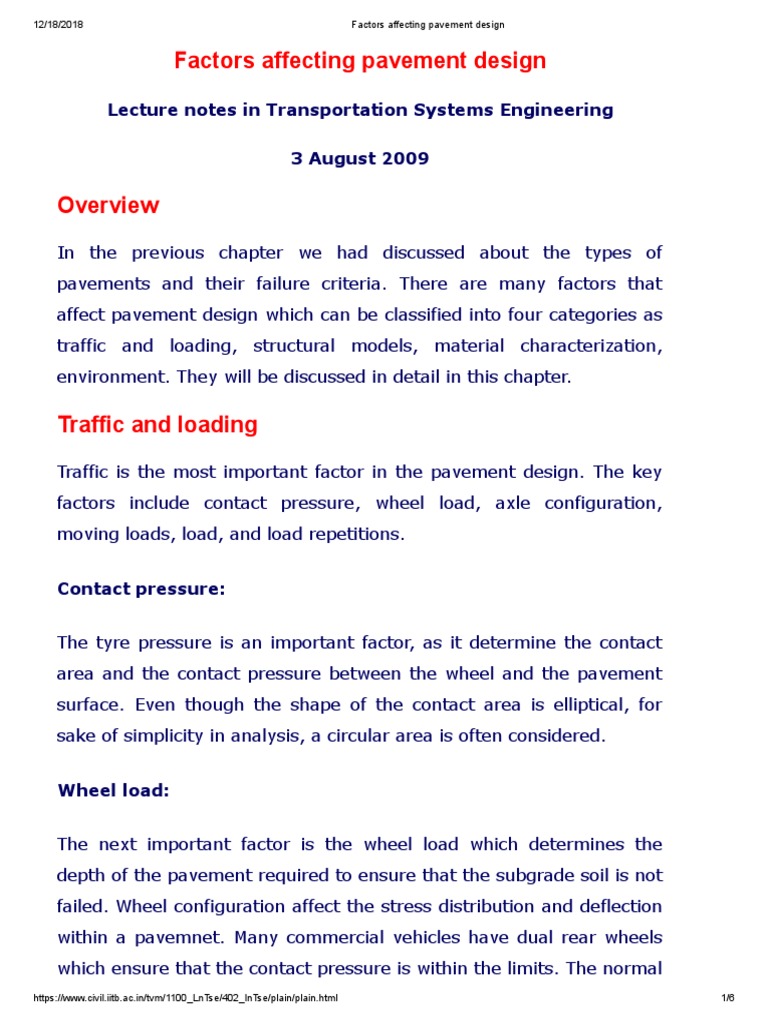 Factors Affecting Pavement Design | PDF | Elasticity (Physics) | Road ...