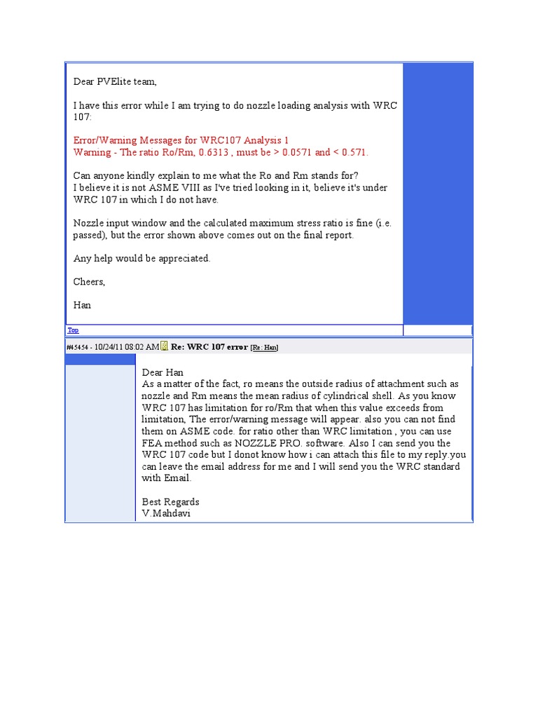 Explaining the Ro and Rm Parameters Referenced in a Nozzle Loading ...