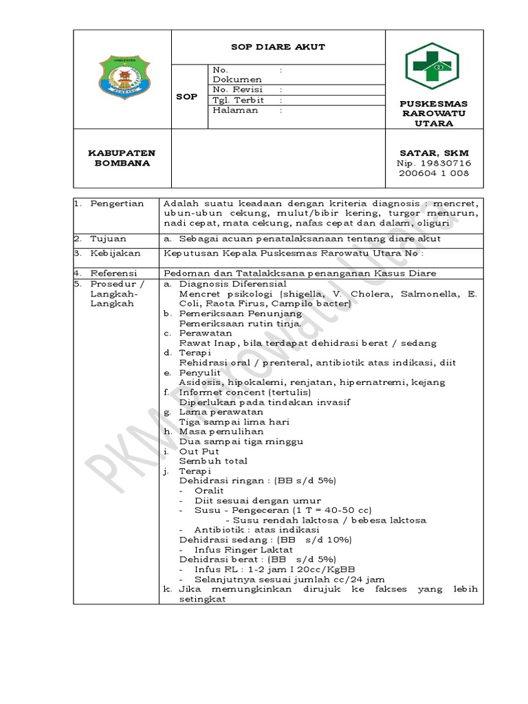 SOP Diare Akut | PDF