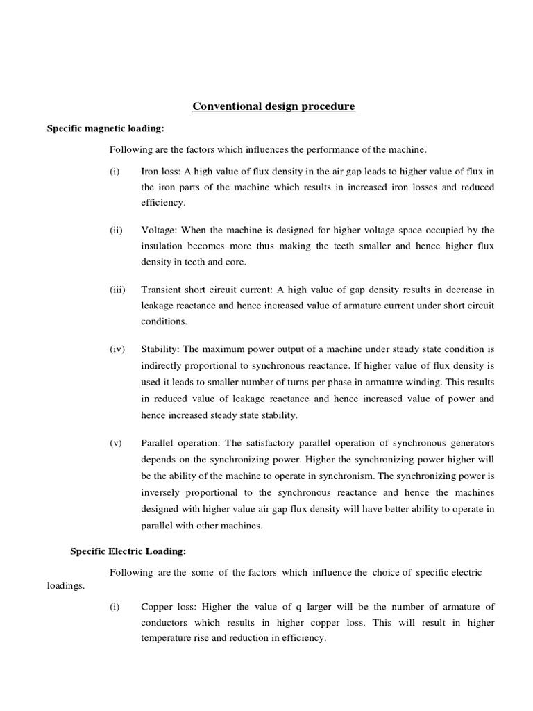 Conventional Design Procedure | Download Free PDF | Electric Generator ...