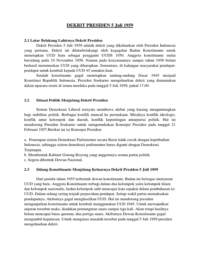 Dekrit Presiden | PDF