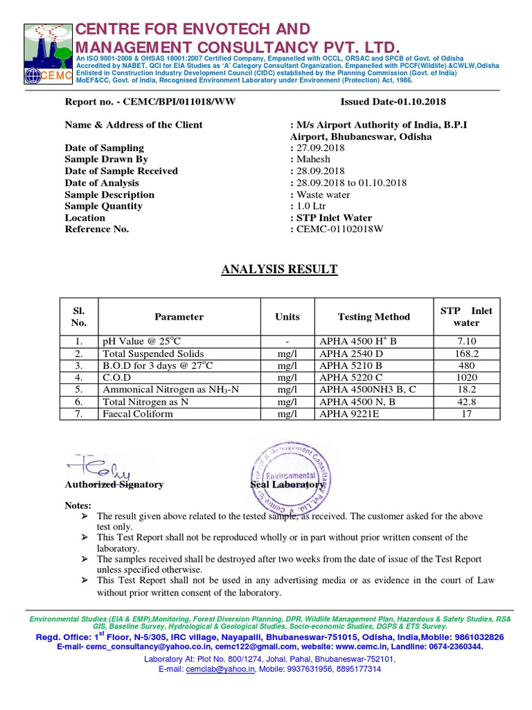 Airport STP Water Sept-18 | PDF | Environmental Impact Assessment ...